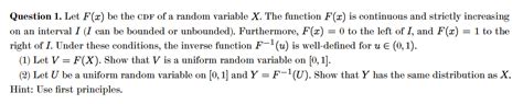Solved Question Let F X Be The Cdf Of A Random Variable Chegg