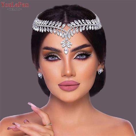 Runhufu Crystal Forehead Headband For Women Brides Headpiece Party