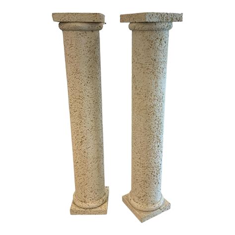 Pair Of Contemporary Off White Styrofoam Columns Chairish