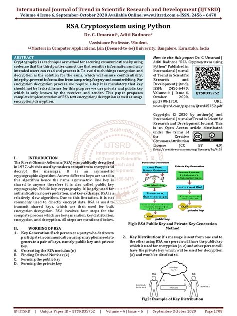 Rsa Cryptosystem Using Python Pdf Public Key Cryptography Key