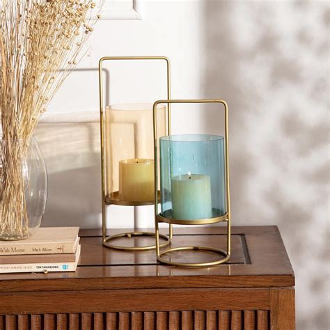 Buy Twig And Twine Auric Blue Glass Hurricane Candle Holder Online