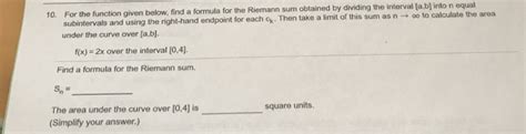 solved 10 for the function given below find a formula for