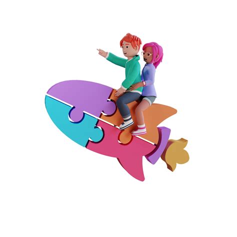 Rocket Puzzle Startup Teamwork Collaboration 3d High Quality Render
