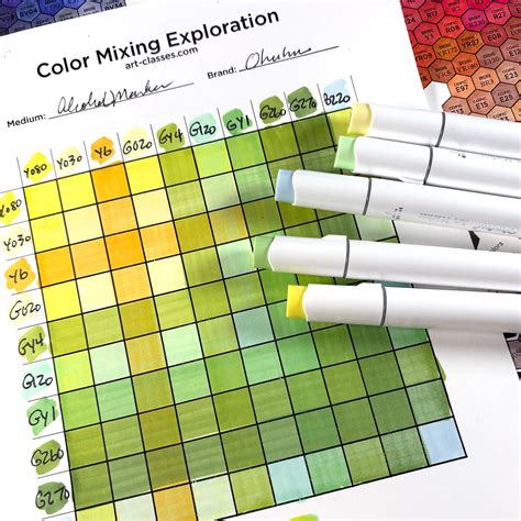 Color Mixing Sheet Art Classes