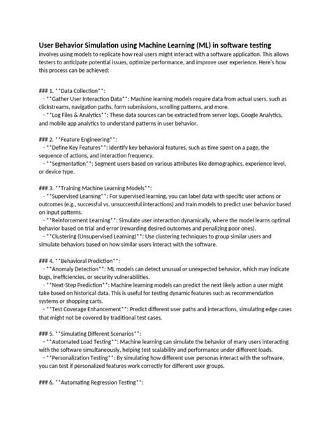 User Behavior Simulation Pdf Machine Learning Software Testing