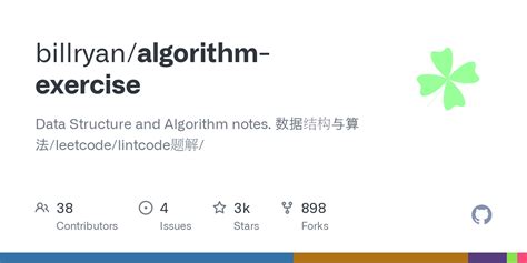 Github Billryanalgorithm Exercise Data Structure And Algorithm Notes 数据结构与算法leetcode