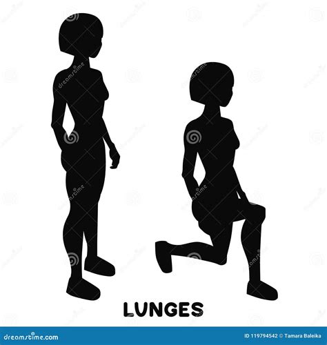 Lunges Sport Exersice Silhouettes Of Woman Doing Exercise Workout