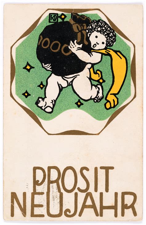 Postkarte der Wiener Werkstätte Nr 154 Prosit Neujahr Neujahrskarte