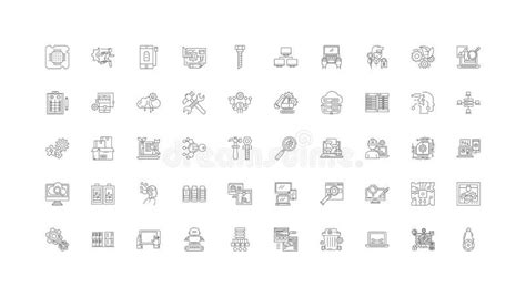 Data Ideas Linear Icons Line Signs Set Vector Collection Stock