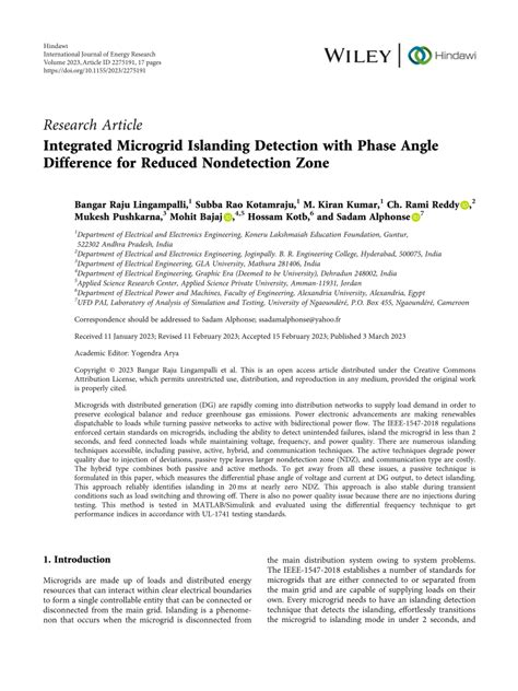 Pdf Integrated Microgrid Islanding Detection With Phase Angle