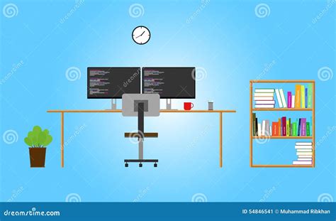Programmer Workspace Stock Vector Illustration Of Developer 54846541