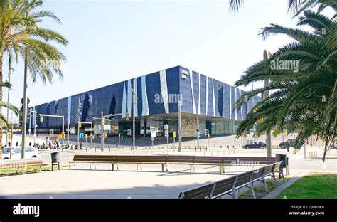 Blue Building Or Museum Of Natural Sciences In The Forum Of Barcelona