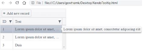 Show Content In Kendo Tooltip Based On Text Length