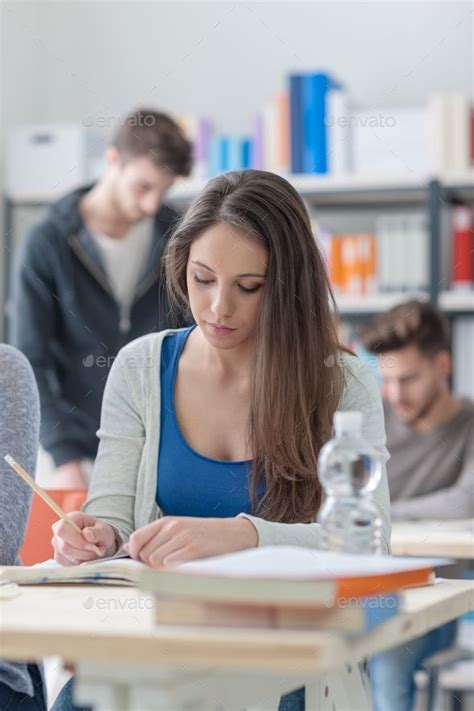Girl Studying At Desk Poses Drawing Body Poses Model Poses