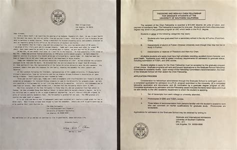 Left Letter By Wen Hui C Chen Announcing The Passing Of Dr Chen