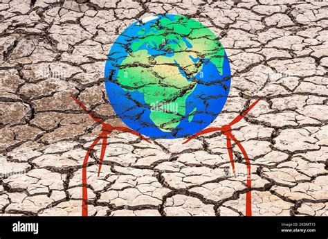 Map Of Africa On Cracked Earth Background Global Warming Climate
