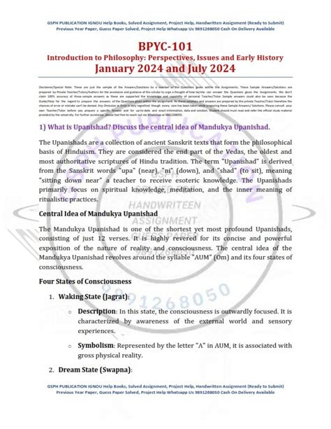 Ignou Bpyc 101 Solved Assignment Jan 2024 English Medium Ignou Solved