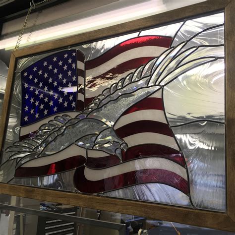 Stained Glass American Flag Waving