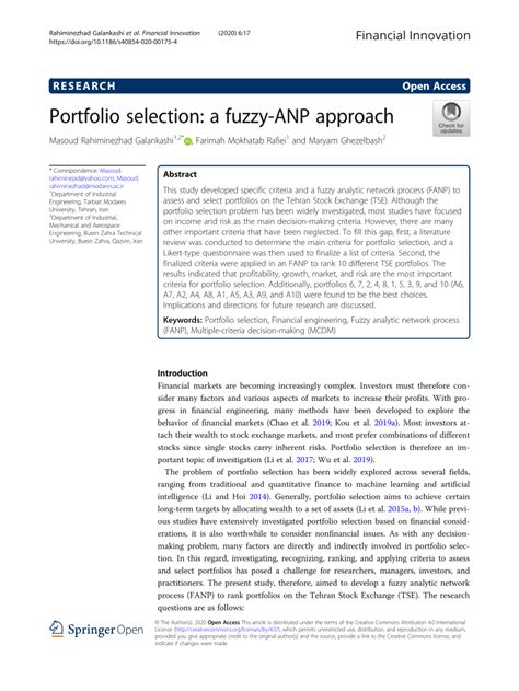 pdf portfolio selection a fuzzy anp approach