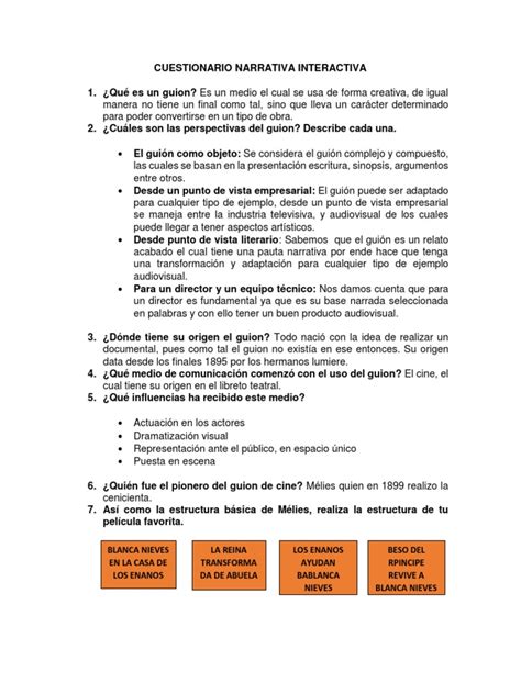 Cuestionario Narrativa Interactiva Pdf Guión