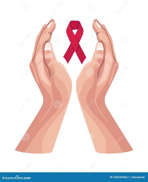Hands Protecting Aids Ribbon Campaign Stock Vector Illustration Of