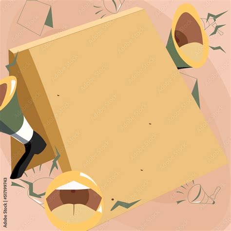 Lips Megaphones Loudly Making New Announcement To The Public Girls Mouth Line Drawing Using