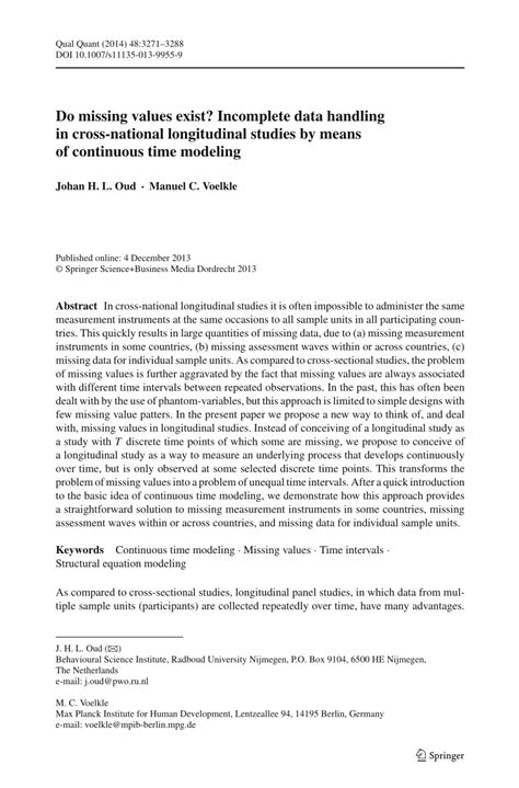 pdf do missing values exist incomplete data handling in cross