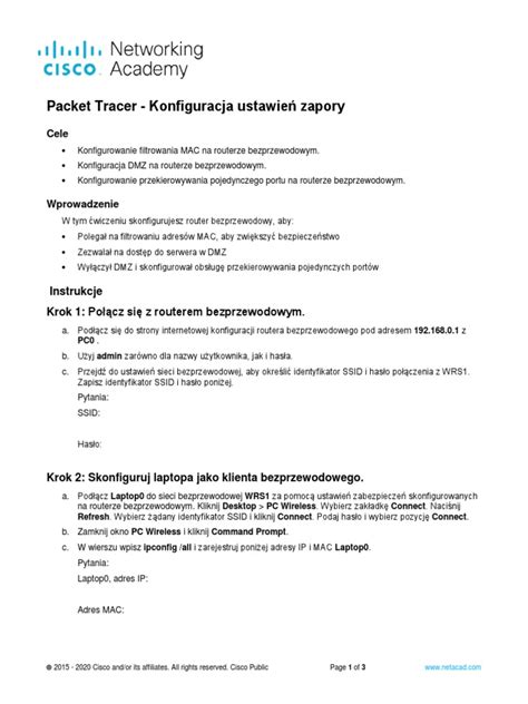 6 1 4 7 Packet Tracer Configure Firewall Settings Pdf