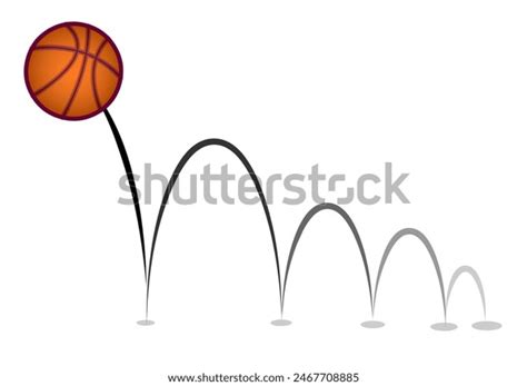bouncing ball graph physics projectile motion stock vector royalty