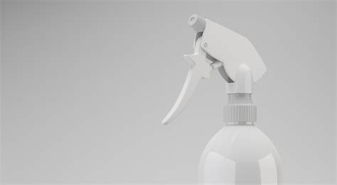 3d 렌더링 스프레이 권총 청소기 플라스틱 병 화이트입니다 그림을 흰색 배경에 고립입니다 디자인에 대 한 준비 깨끗한에 대한