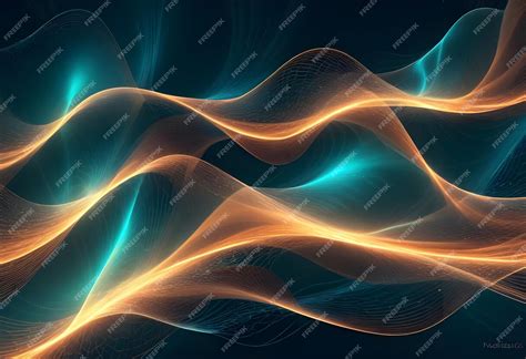 An Abstract Illustration Of Flowing Luminous Orange And Turquoise Lines Creating A Wave Pattern