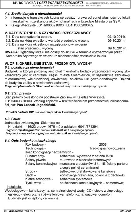 OPERAT SZACUNKOWY LOKALU MIESZKALNEGO PDF Darmowe Pobieranie
