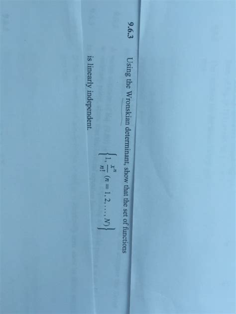 using the wronskian determinant show that the set of