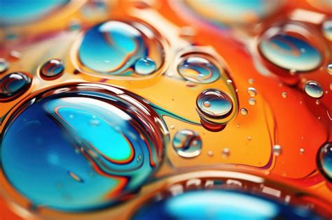Premium Ai Image Closeup Of Oil Droplets Floating On Water Forming
