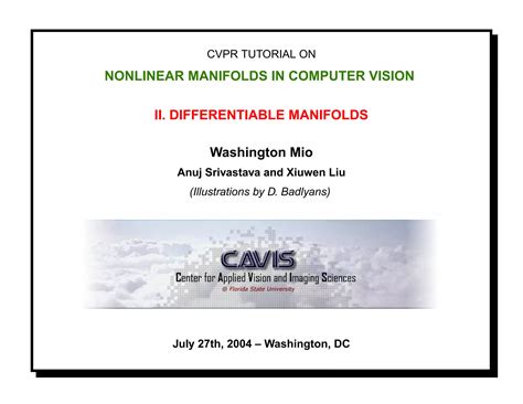 Nonlinear Manifolds In Computer Vision Pdf 3 D Graphics Computer Software And Applications