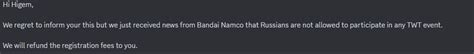 Bandai Namco Doesnt Allow Russian Players To Participate In Twt Events