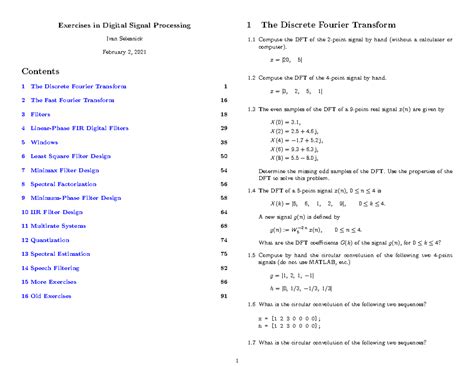 DSP Exercises DSP HW Exercises In Digital Signal Processing Ivan
