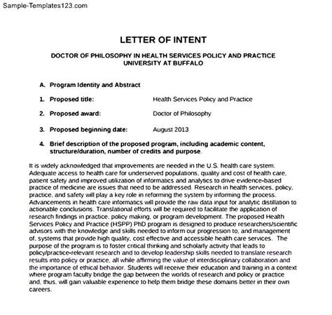 Letter Of Intent Template Medical School Prntbl