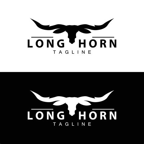 Longhorn Logo Diseño Clásico Antiguo Toro Texas Occidental País Negro