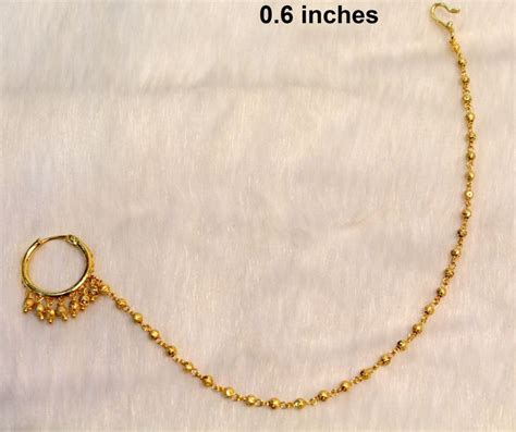 Nose Ring Chain Gold Nath Indian Plat Hoop Chain For Pierced Nose