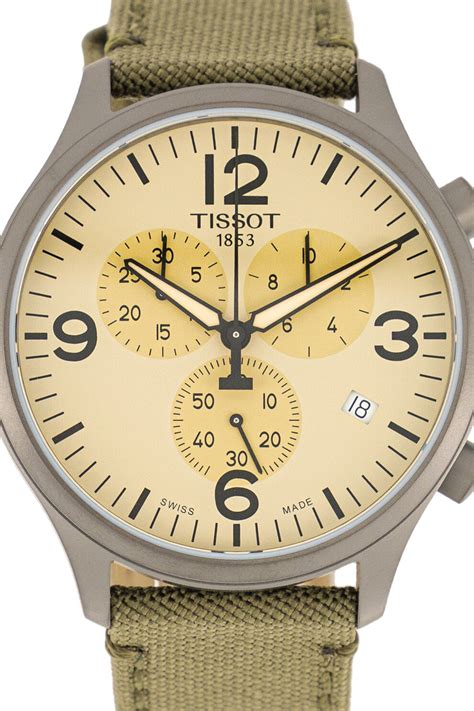 Tissot Часовник с хронограф и платнена каишка Зелен eMAG bg