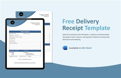 Free Delivery Receipt Template Download In Word