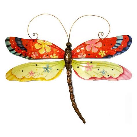Dragonfly Wall Decor Flower Power Contemporary Metal Wall Art By