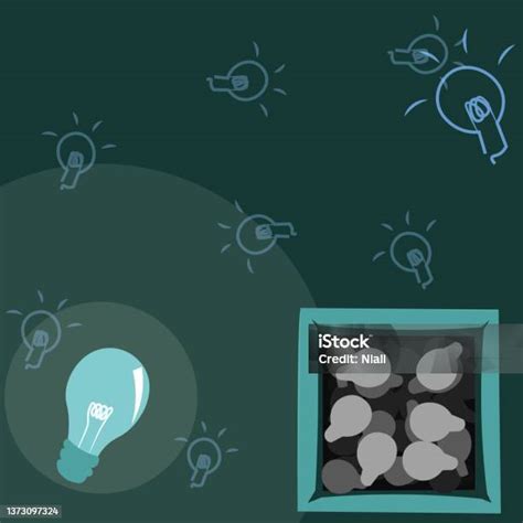 신선한 발견을 표시하는 상자에 빛나는 전구 그리기 새로운 메시지와 의미를 보여주는 상자에서 빛나는 유리 램프 디자인 0명에 대한 스톡 벡터 아트 및 기타 이미지 Istock
