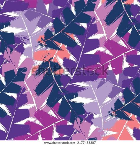 Abstract Mono Print Style Leaves Seamless Stock Vector Royalty Free