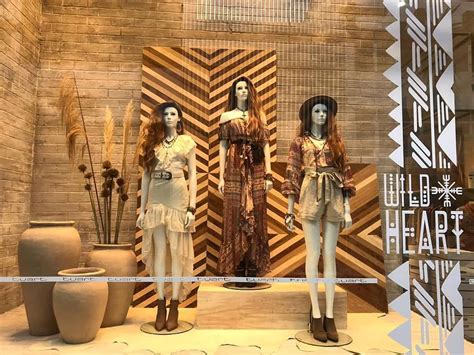 Beautiful Female Mannequins In A Boho Chic Window Display