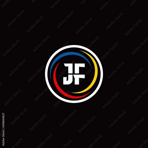 JF Logo Monogram Isolated On Circle Shape With 3 Slash Colors Rounded