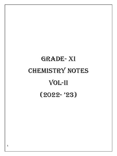 Grade 11 Chemistry Notes Vol Ii 2022 2023 Pdf Redox Alkene