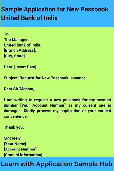 Application For New Passbook 15 Samples