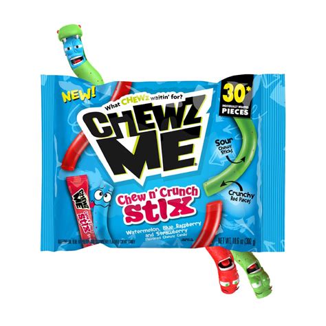 Chewzme Chew N Crunch Stix Tangy Chewy Candy Sticks